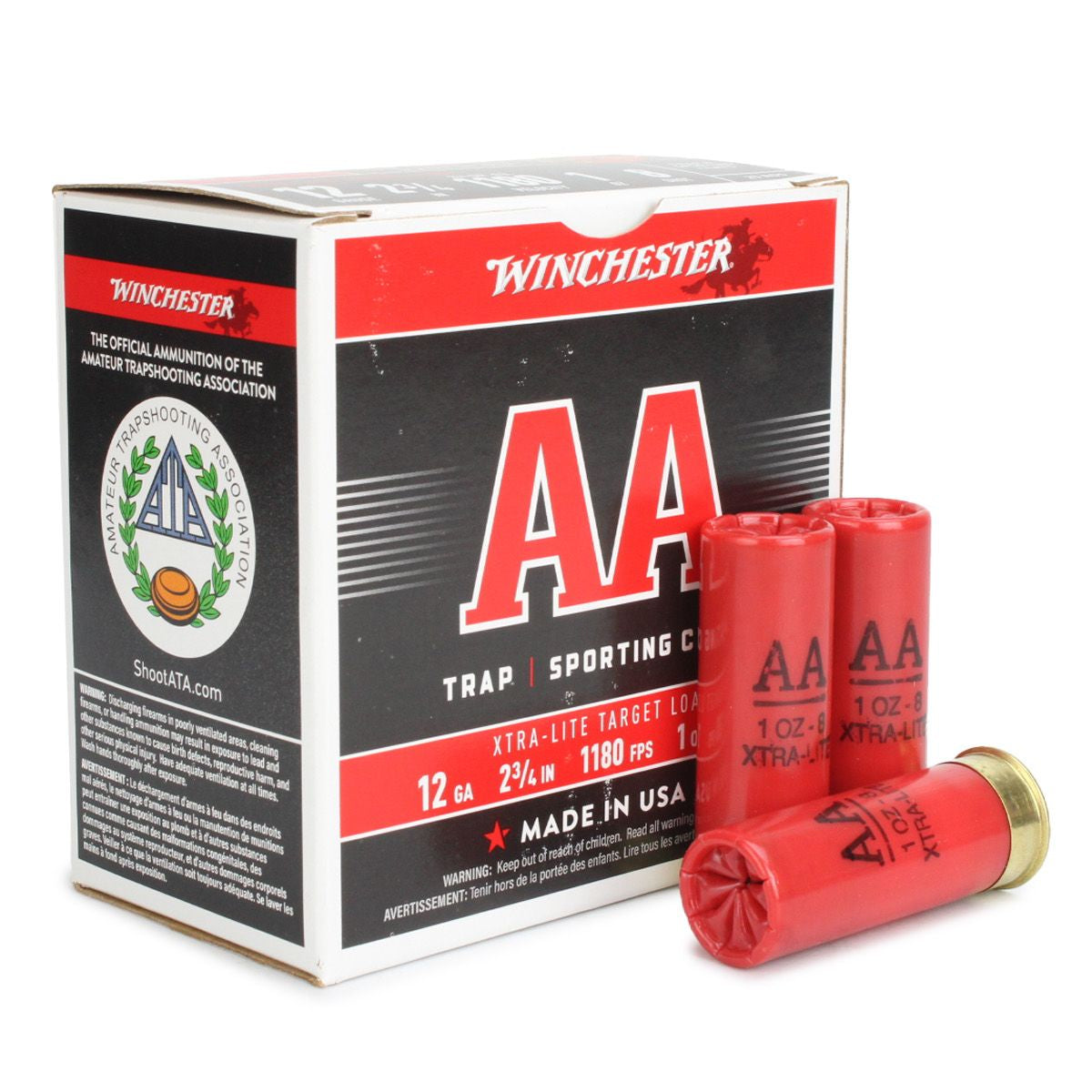 12ga Winchester AA Xtra-Lite Target Load 2 3/4 1oz. 1180FPS 7.5 ...